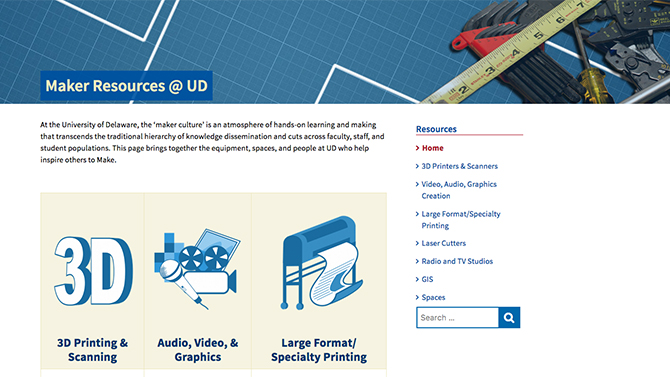 Maker resources webpage | UDaily