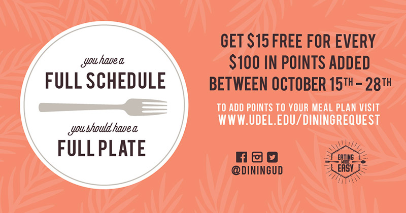 Special offer on Dining points | University of Delaware